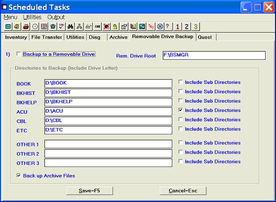 SCHEDULE - Removable Drive Backup Tab